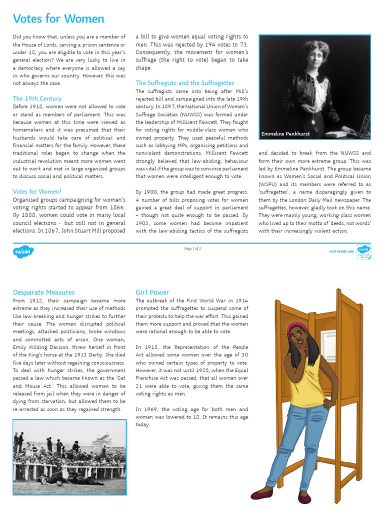 Reading Comprehension | PDF | Suffragette | Democratic Rights