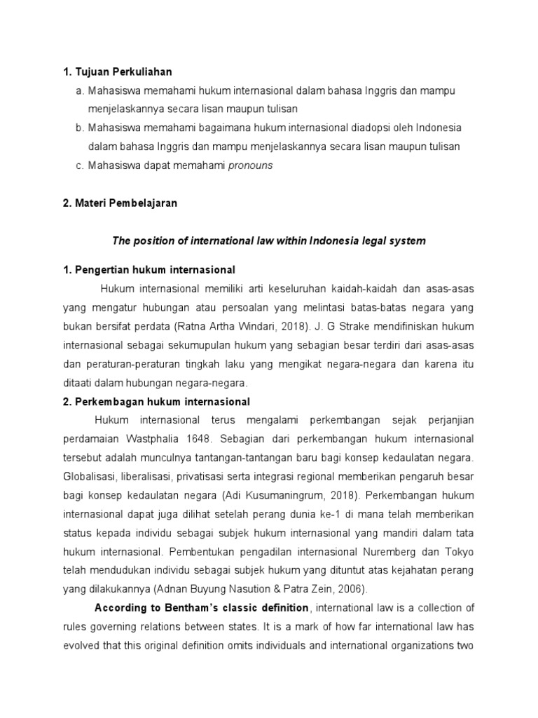 The Position of International Law Within Indonesia Legal System | PDF