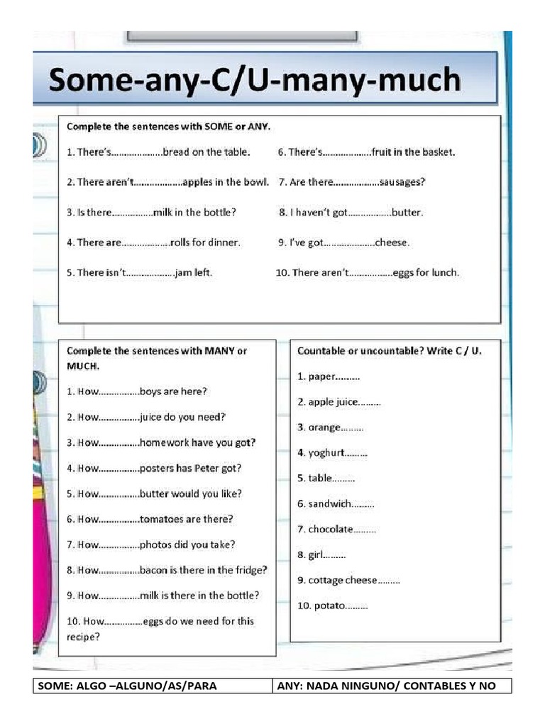 Many Much Some Any | PDF