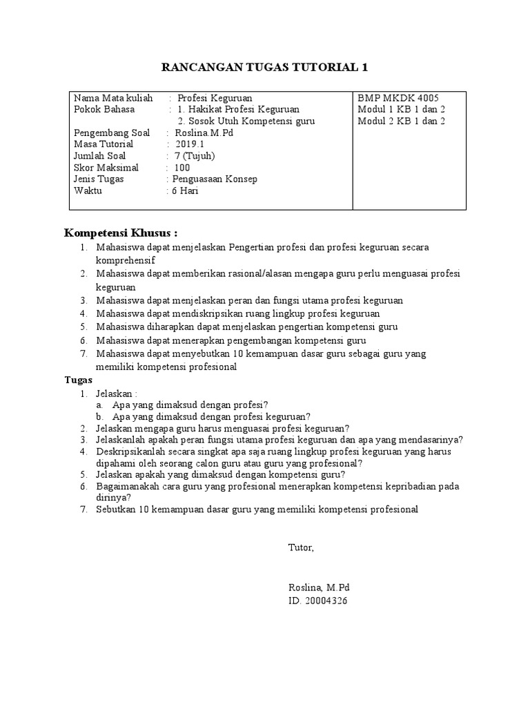 Tugas Tutorial 1 | PDF | Karier & Perkembangan