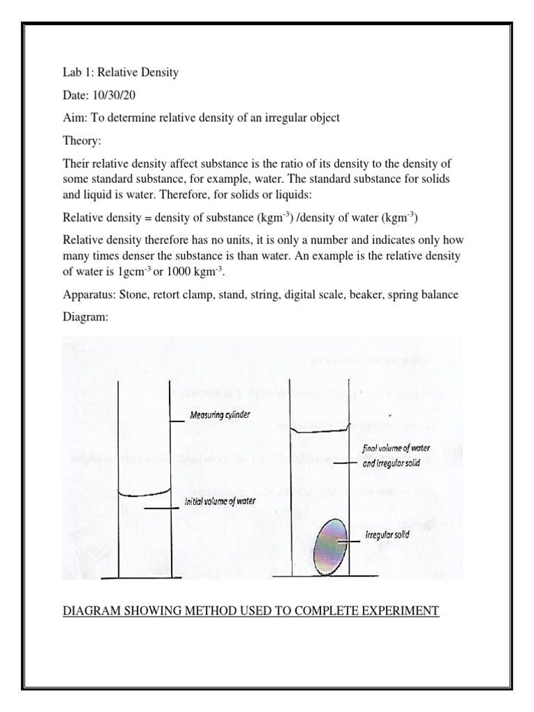 Physics Lab #1 Relative Density | PDF