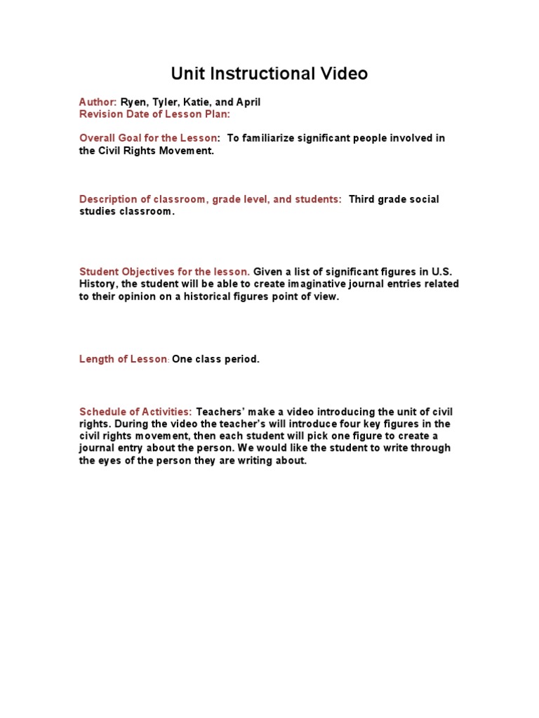 Civil Rights Movement Lesson Plan | PDF | Art