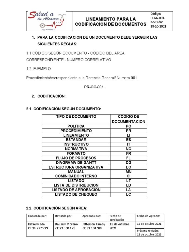 1.3 Lineamiento para La Codificación de Documentos | PDF