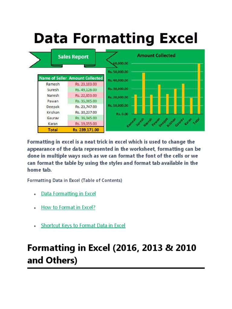 Basic Formatting in Excel | PDF | Microsoft Excel | Computing
