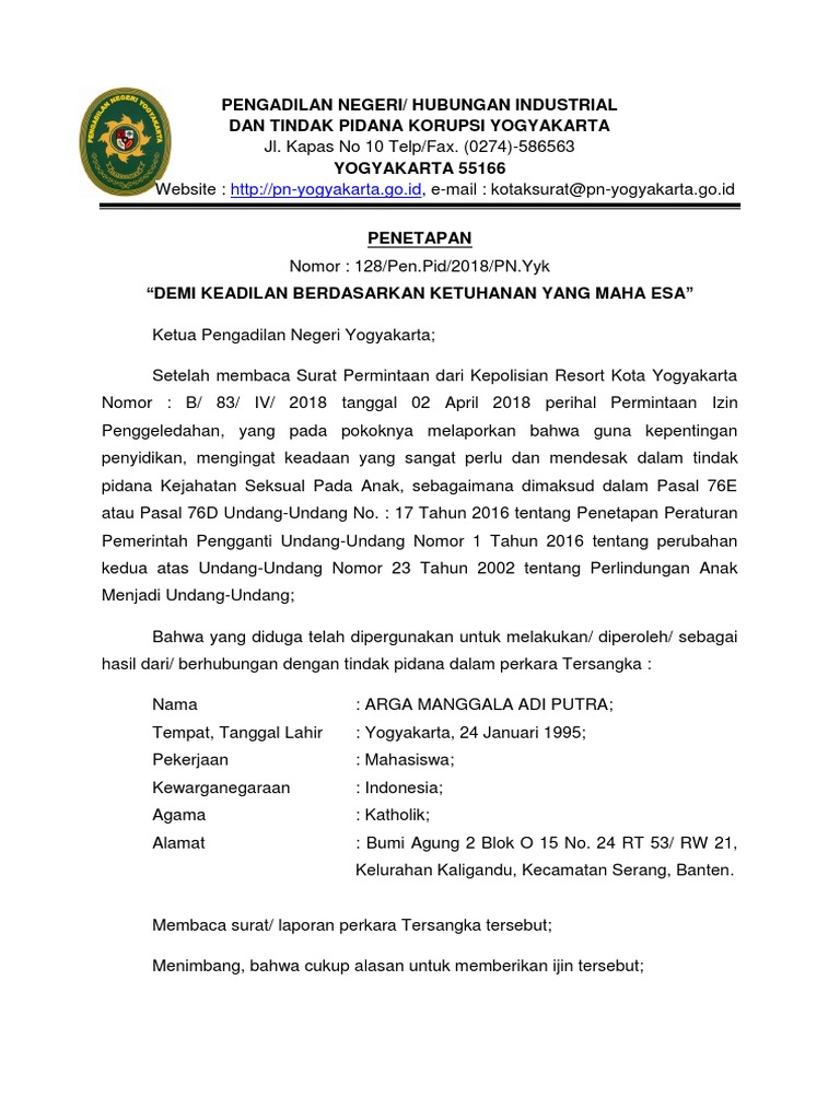 Penetapan Penggeledahan PN | PDF