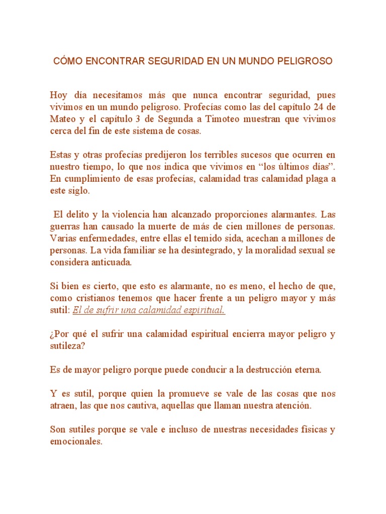 Cómo Encontrar Seguridad en Un Mundo Peligroso | PDF | Diablo | Salmos