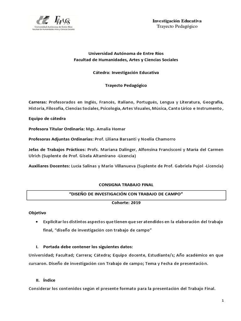 IE-TP-Consigna TRABAJO FINAL-2019 | PDF | Pedagogía | Etnografía