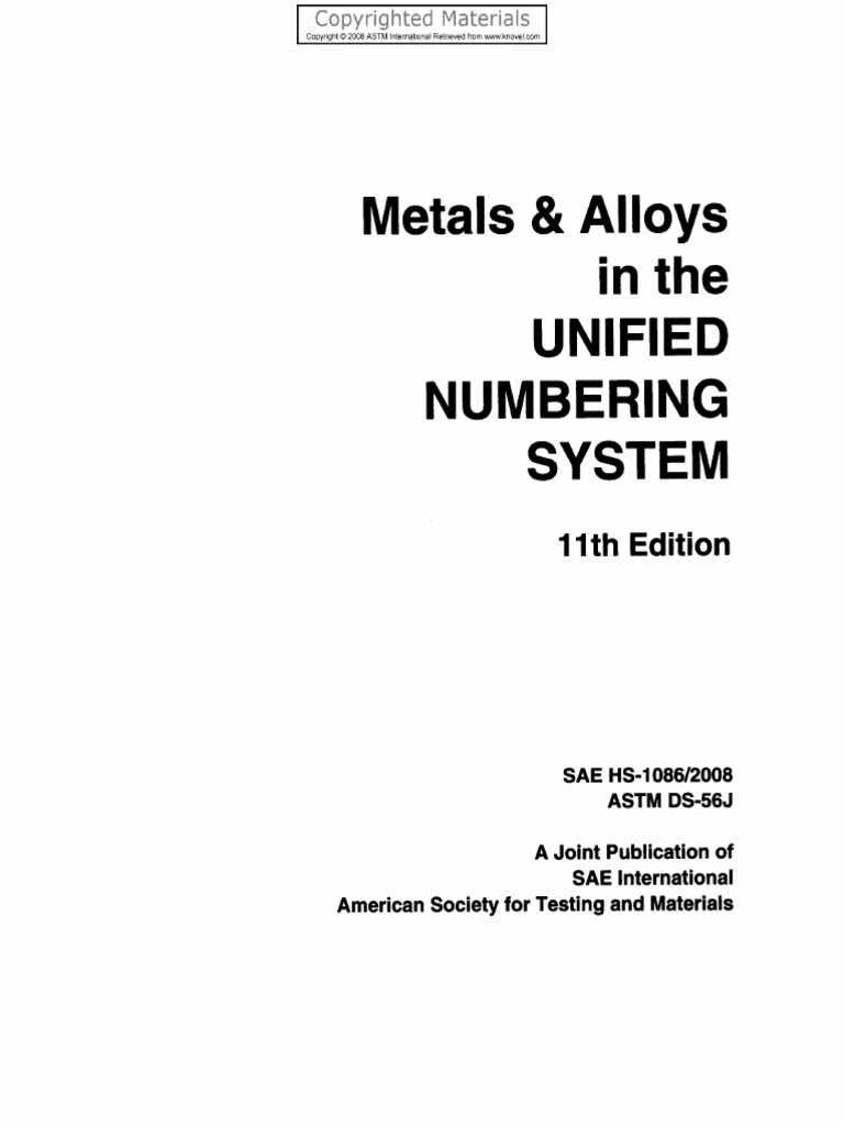 Metals Alloys in The Unified Numbering System Astm International | PDF ...