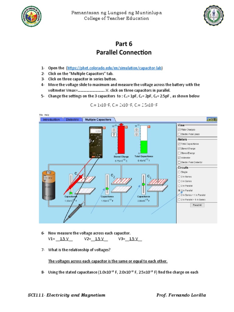 Part 6 CapacitorWorksheet | PDF | Capacitor | Capacitance