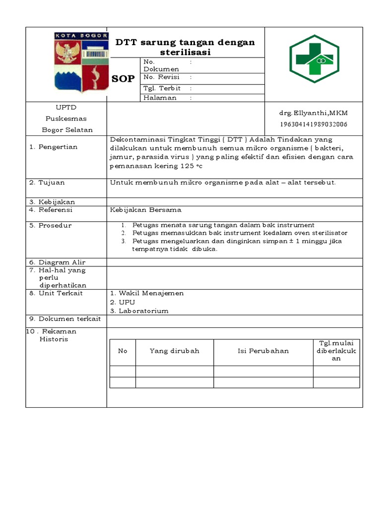 Sop DTT Sarung Tangan Dengan Sterilisasi | PDF