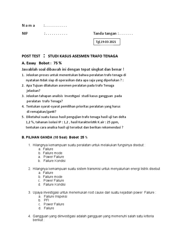 Asesmen dan Analisis Trafo Tenaga | PDF