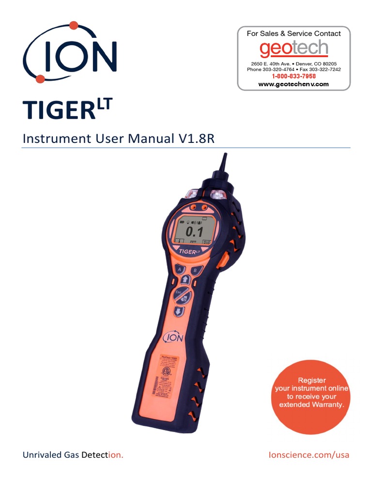 Tiger: Instrument User Manual V1.8R | PDF | Calibration | Personal ...