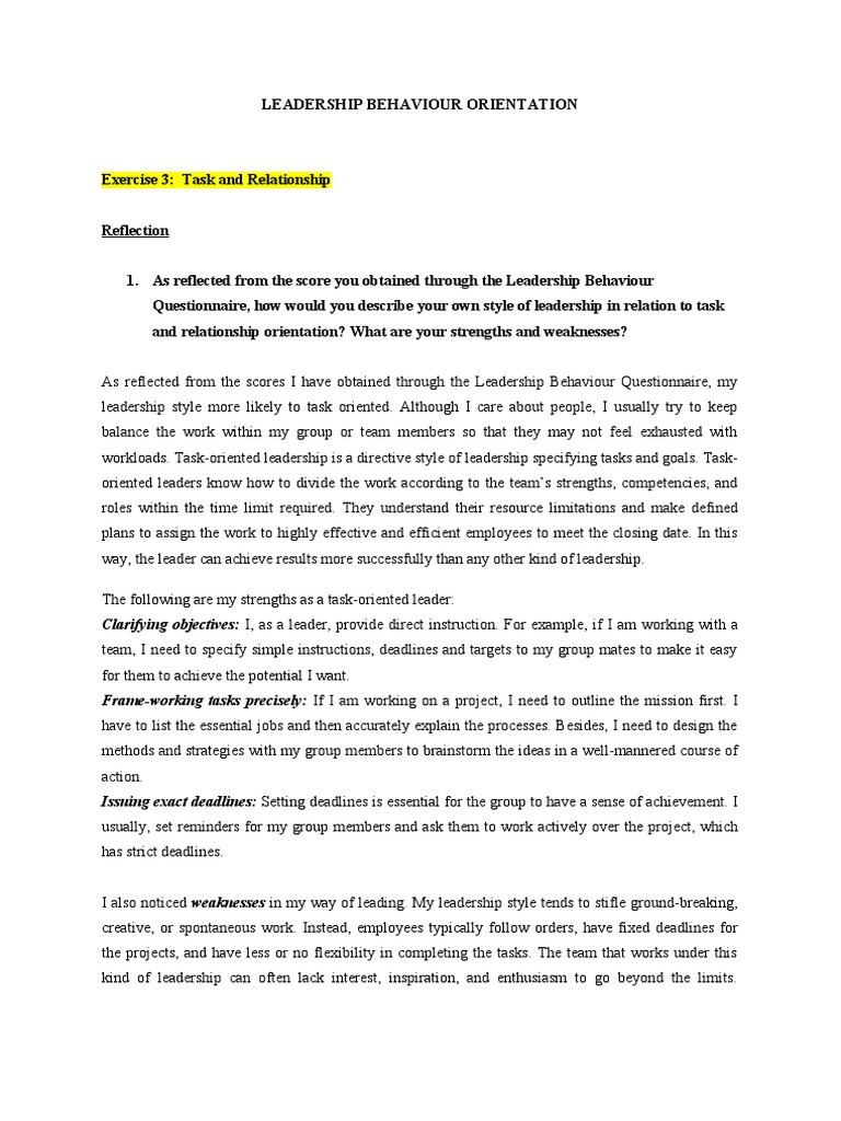 Task vs. Relationship Leadership Styles | PDF | Leadership | Social ...