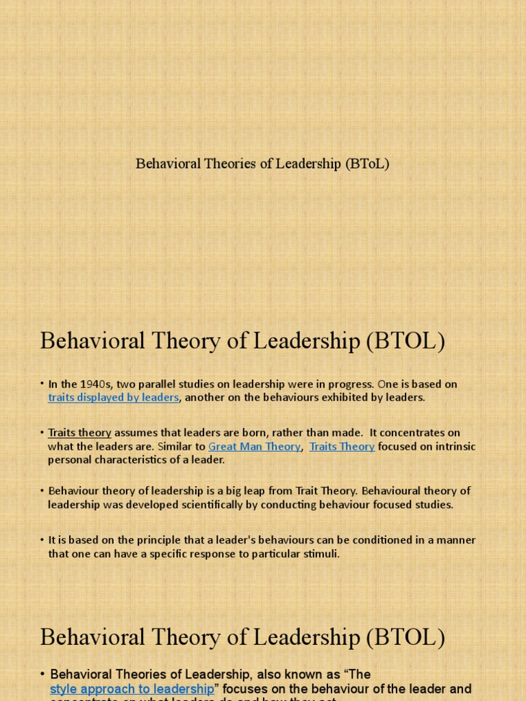 Topic 2 - Behaviour Theory of Leadership Presentation1 | PDF ...