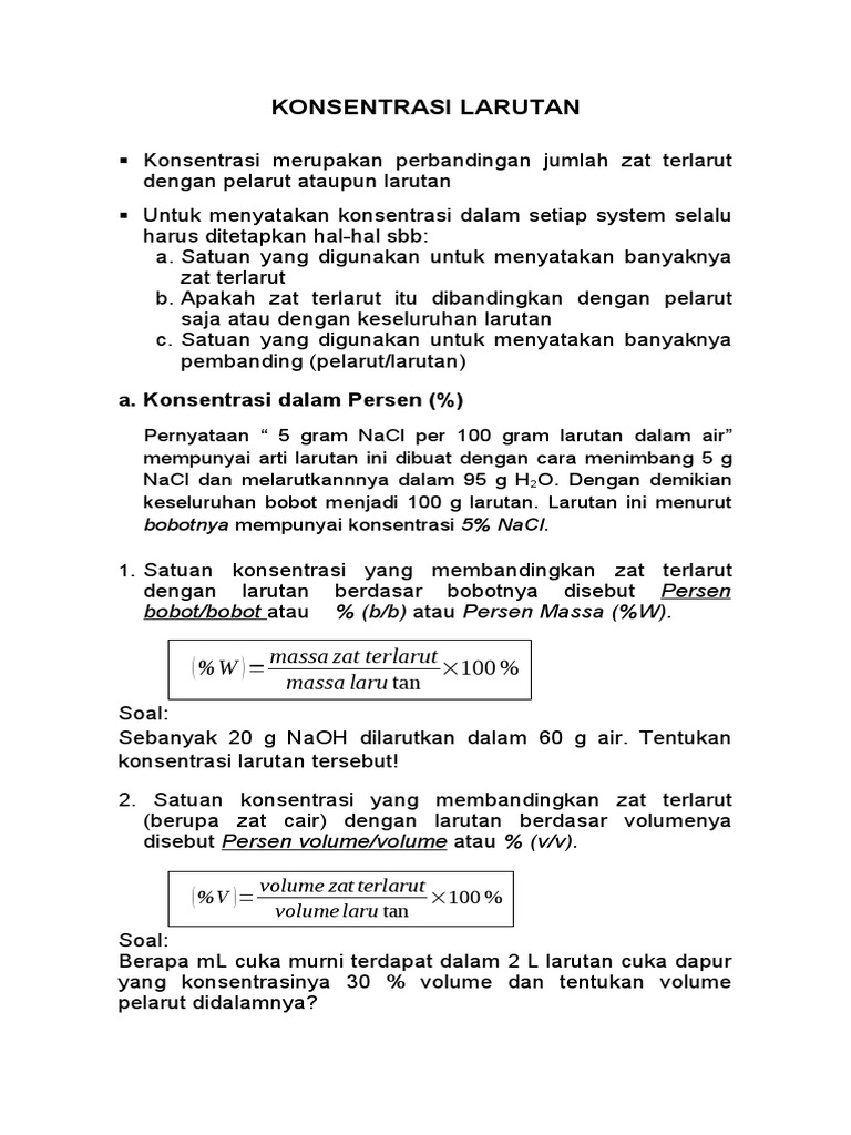 Konsentrasi Larutan | PDF