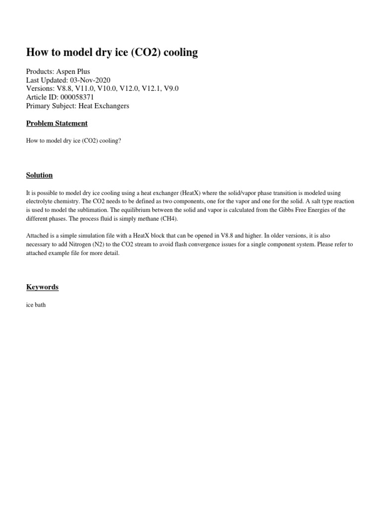How To Model Dry Ice (CO2) Cooling | PDF