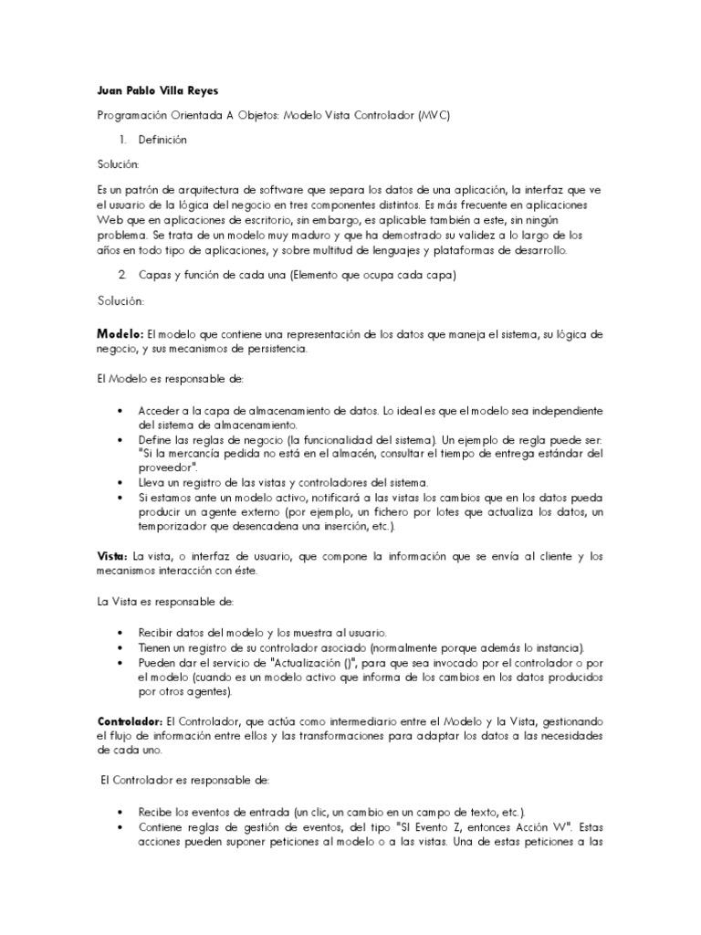 Tarea POO (MVC) | PDF | Modelo – Vista – Controlador | Software