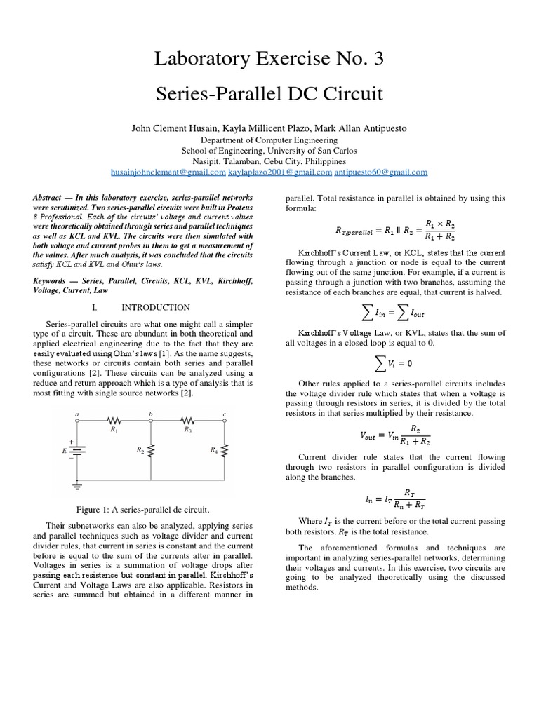 Laboratory Exercise No 3 | PDF | Electrical Network | Series And Parallel Circuits