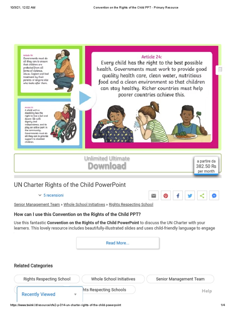 Convention On The Rights of The Child PPT - Primary Resource | PDF ...