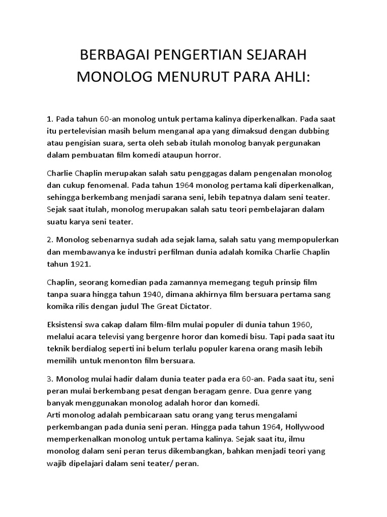 Sejarah Monolog | PDF