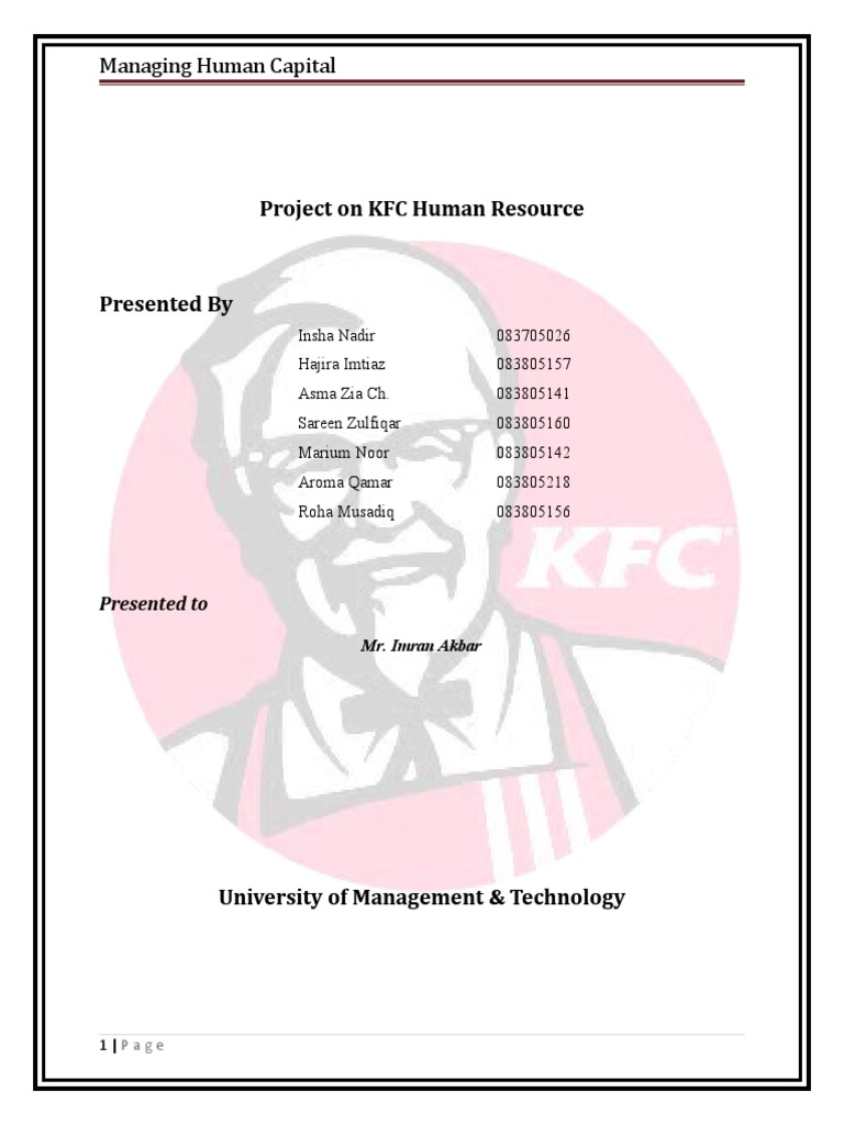 Project On KFC Human Resource | Download Free PDF | Human Resource ...