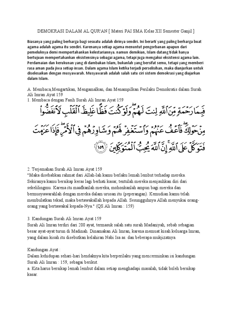 Demokrasi dalam Surah Ali Imran 159 | PDF | Hukum | Sejarah