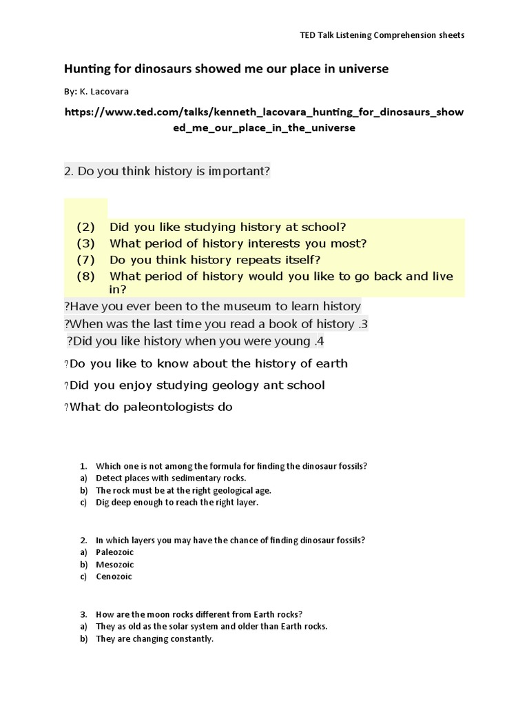 Ted Talk Worksheet | PDF