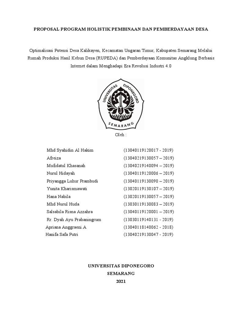 PROPOSAL PHP2D BEM FIB UNDIP 2021 CONTOH GDMdocx | PDF