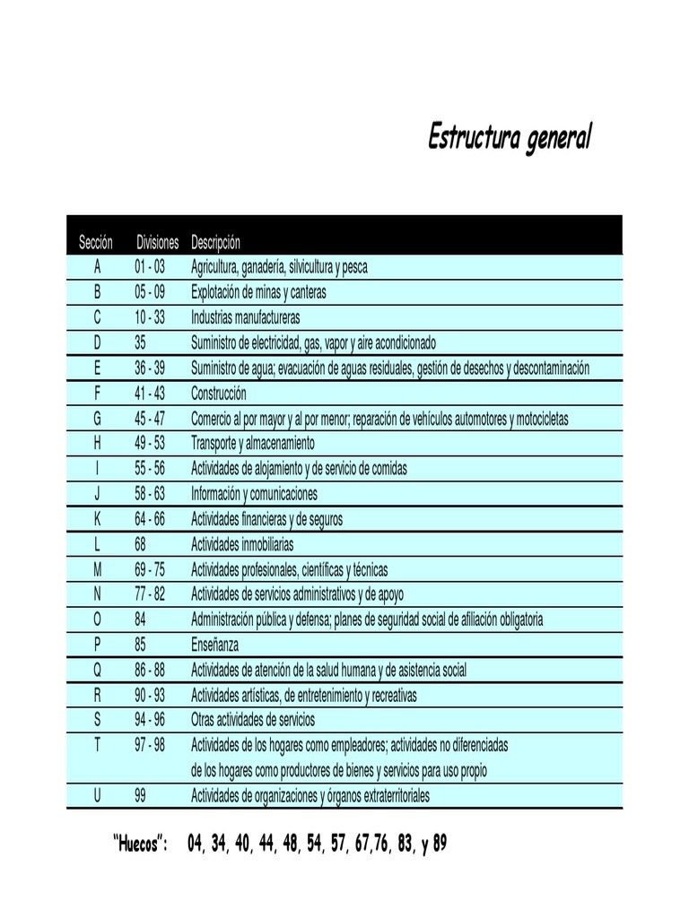 CIIU v4 Estructura | PDF