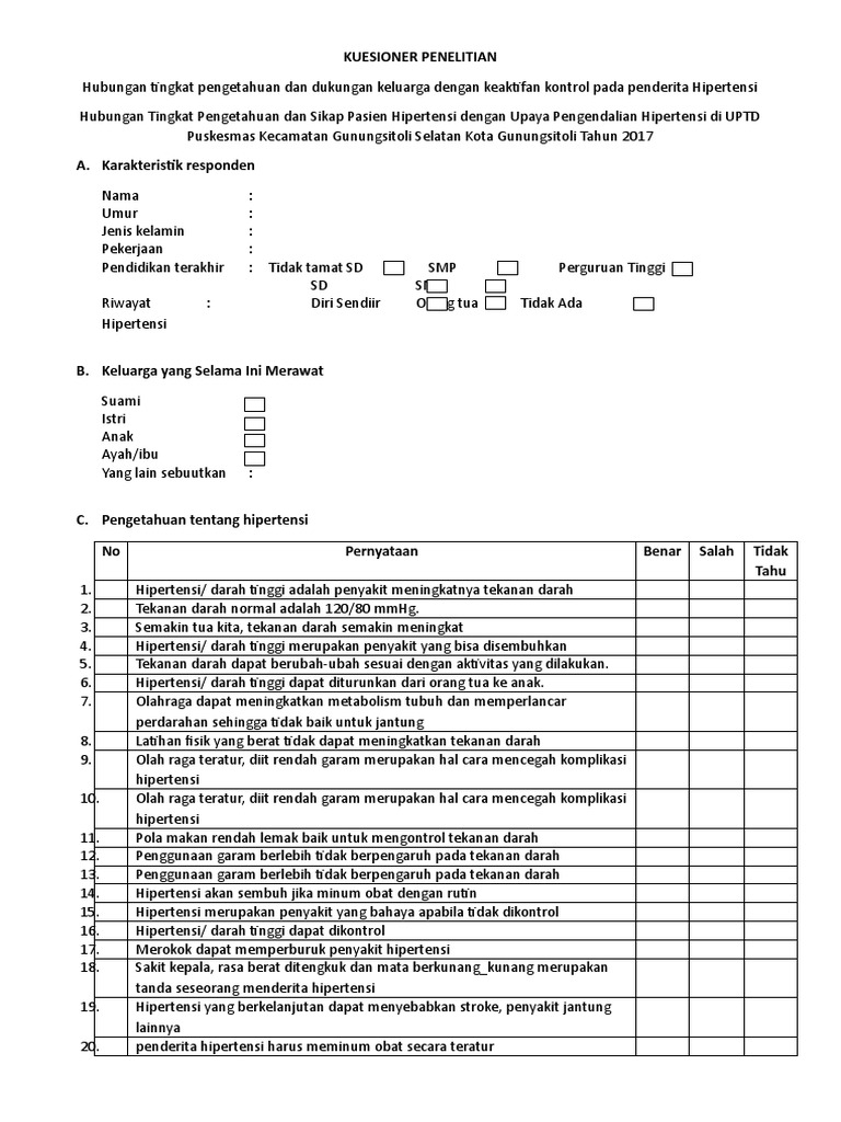 Kuisioner Hipertensi | PDF