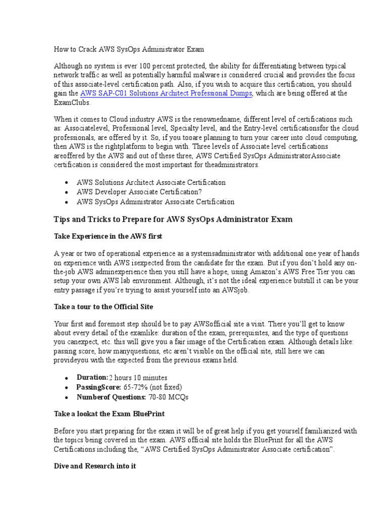 Aws Sap-C01 Solutions Architect Professional Dumps: Tips and Tricks To Prepare For Aws Sysops ...