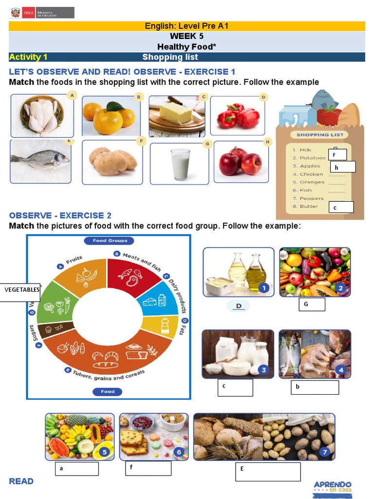 Shopping List: Let'S Observe and Read! Observe - Exercise 1 | PDF ...