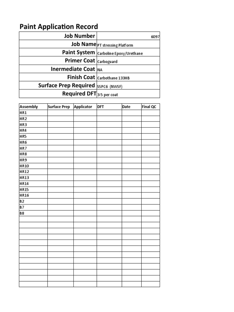 Paint Application Form | PDF