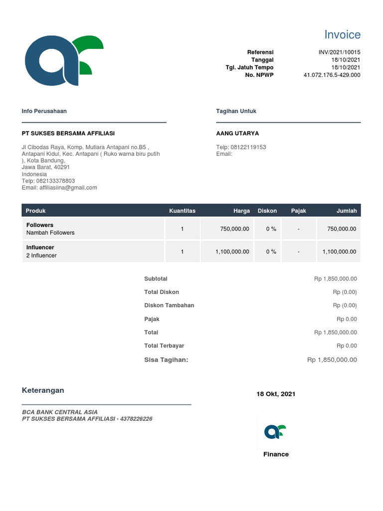 Invoice Influencer | PDF