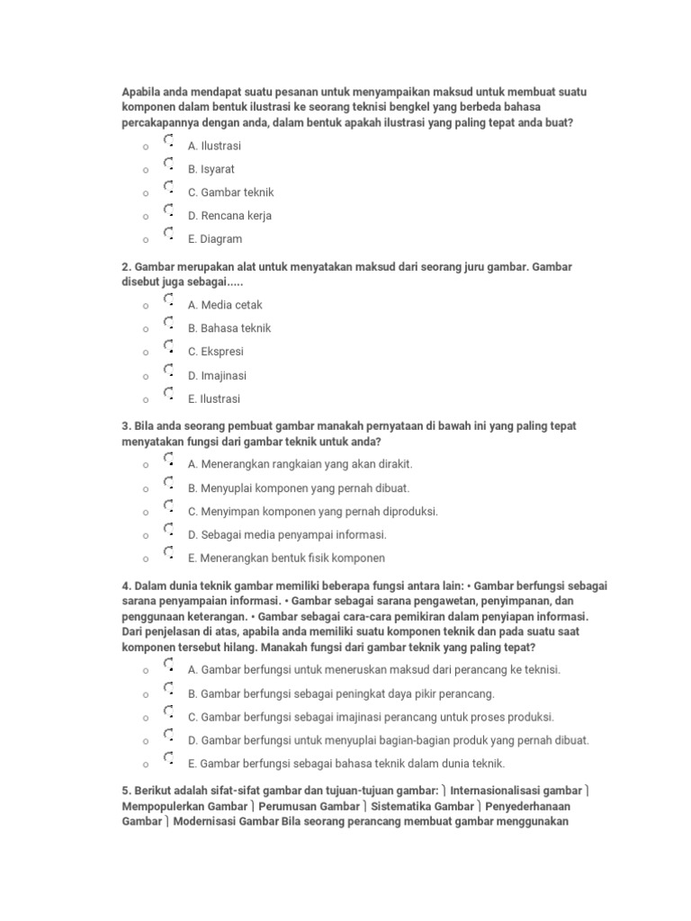 Bank Soal Gambar Teknik TBSM 2 | PDF