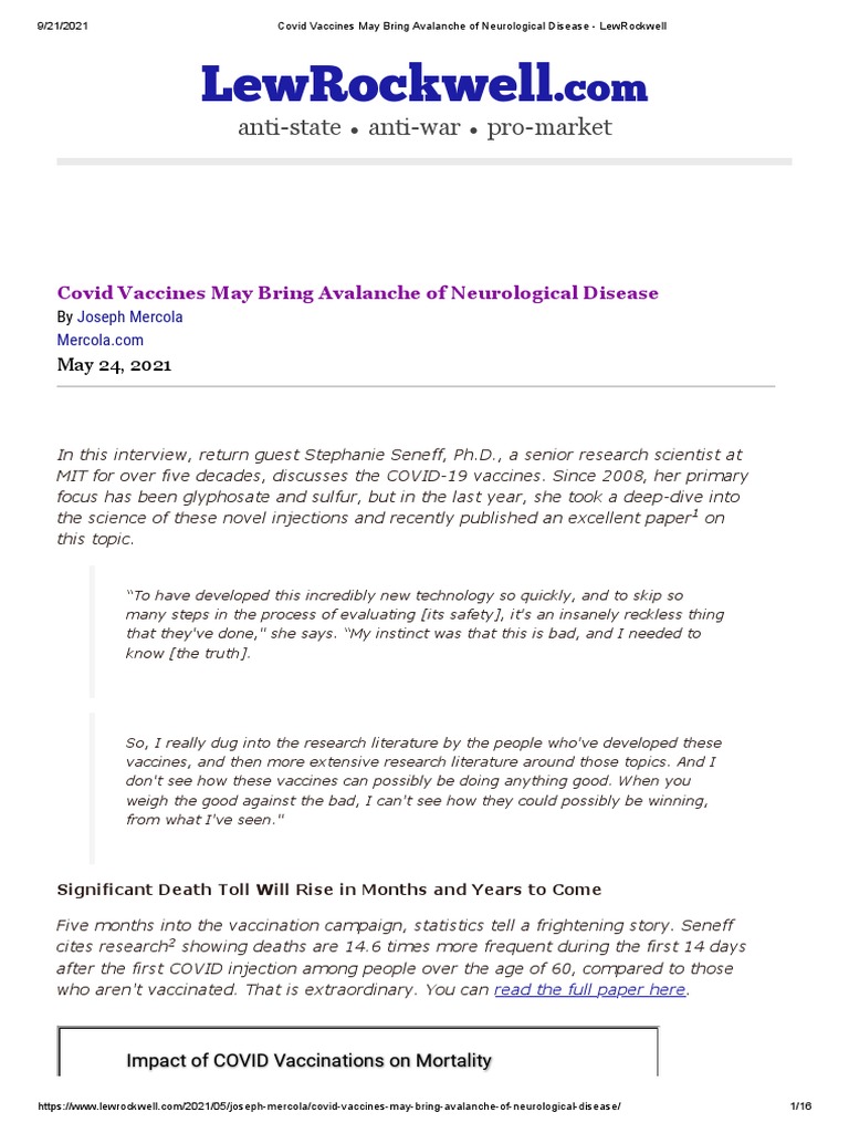 Covid Vaccines May Bring Avalanche of Neurological Disease ...