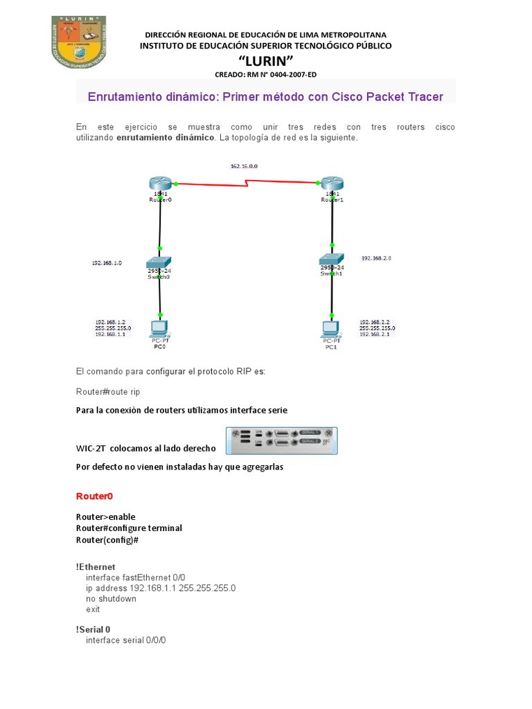 Practica 5 - Enrutamiento Dinámico Con Packet Tracer | PDF