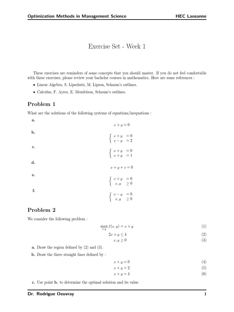 Exercise Set - Week 1: Problem 1 | PDF | Computational Science | Mathematics Of Computing