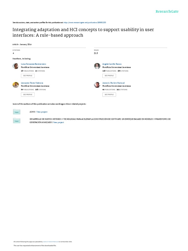 Integrating Adaptation and HCI Concepts To Support Usability in User ...