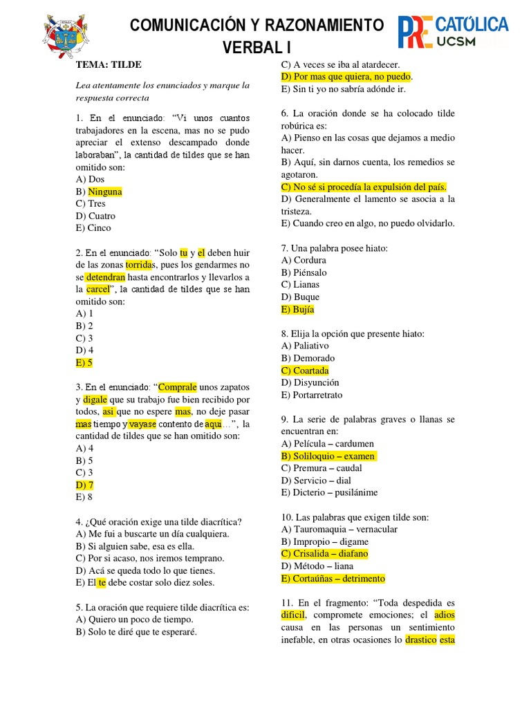 Práctica de Tildes | PDF | Artes del Lenguaje y Comunicación | Estudios ...
