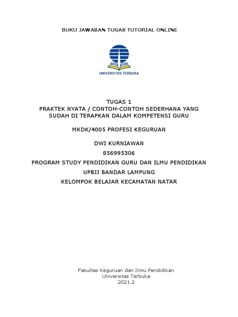 Format Jawaban Tugas Profesi Keguruan | PDF | Karier & Perkembangan | Kesehatan Holistik