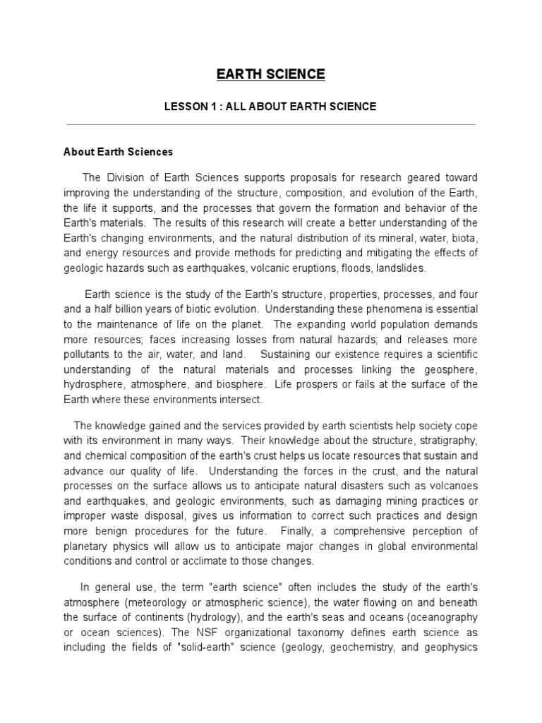 Overview of Earth Science Concepts | PDF | Rock (Geology) | Minerals