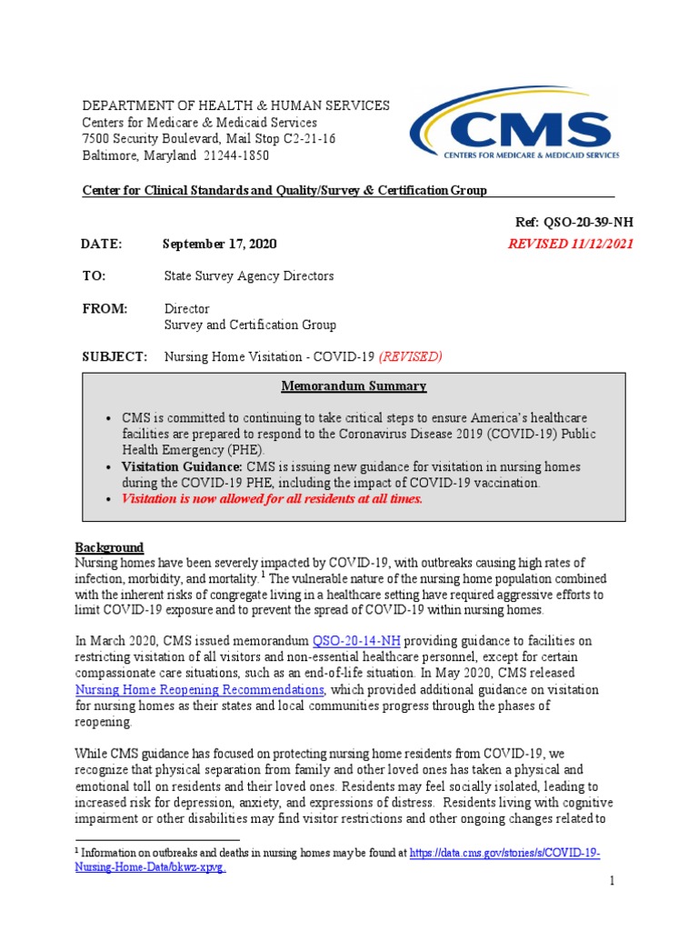 Nursing Home Visitation Guidelines 2022 | PDF | Preventive Healthcare ...