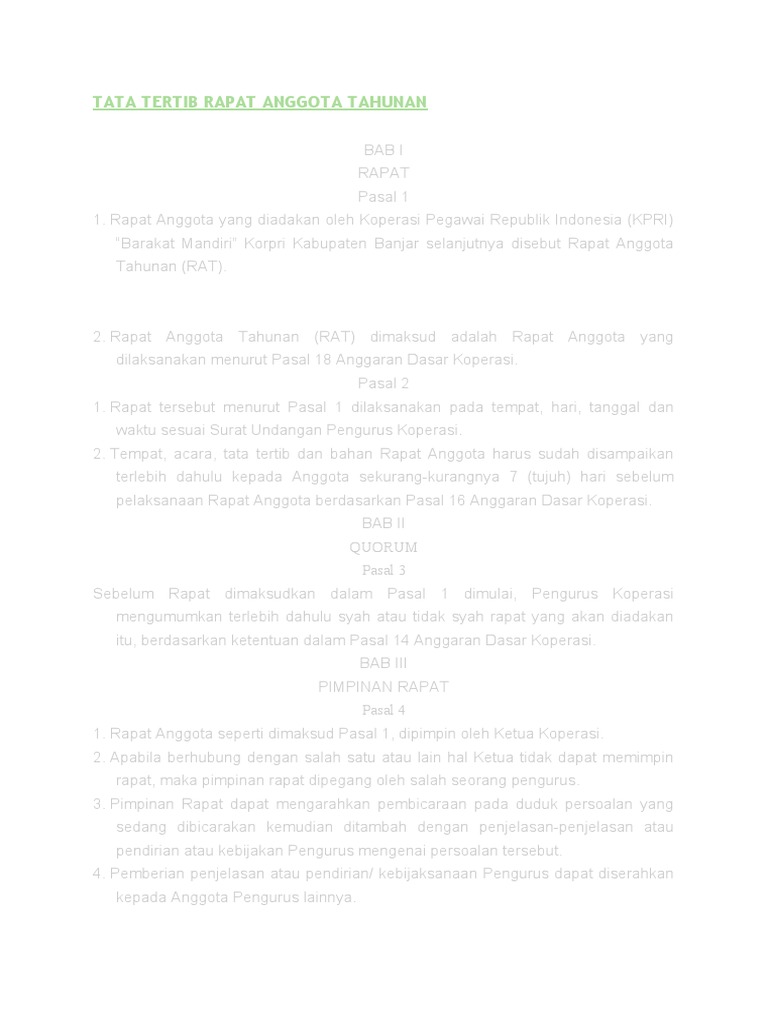 Tata Tertib Rapat Anggota Tahunan | PDF