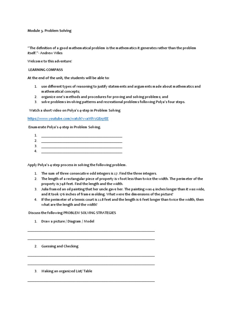 Module 3. Problem Solving | PDF | Reason | Inductive Reasoning