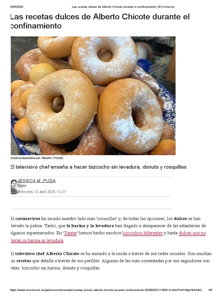 Las Recetas Dulces de Alberto Chicote Durante El Confinamiento - El ...