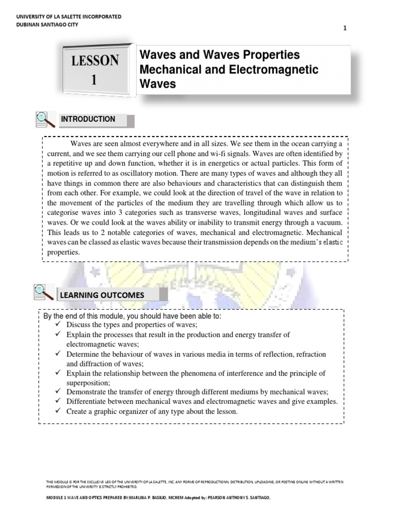 Wave and Optics Module 1 | PDF | Waves | Transmission Medium