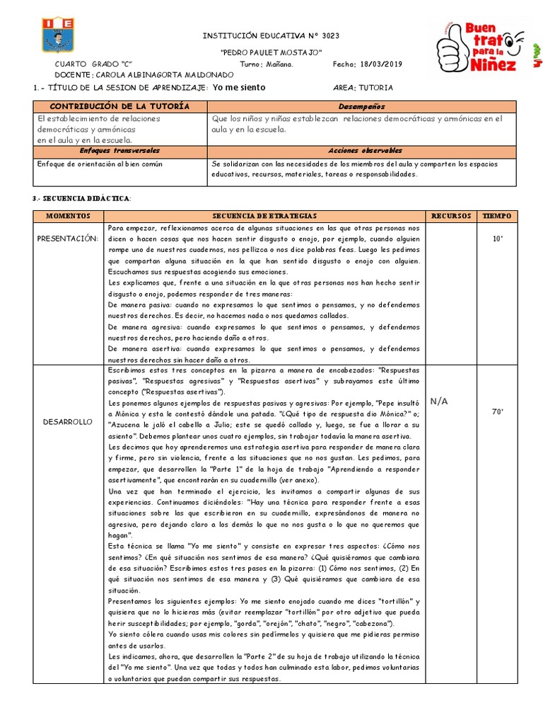 Sesión Del Buen Trato | PDF | Salón de clases