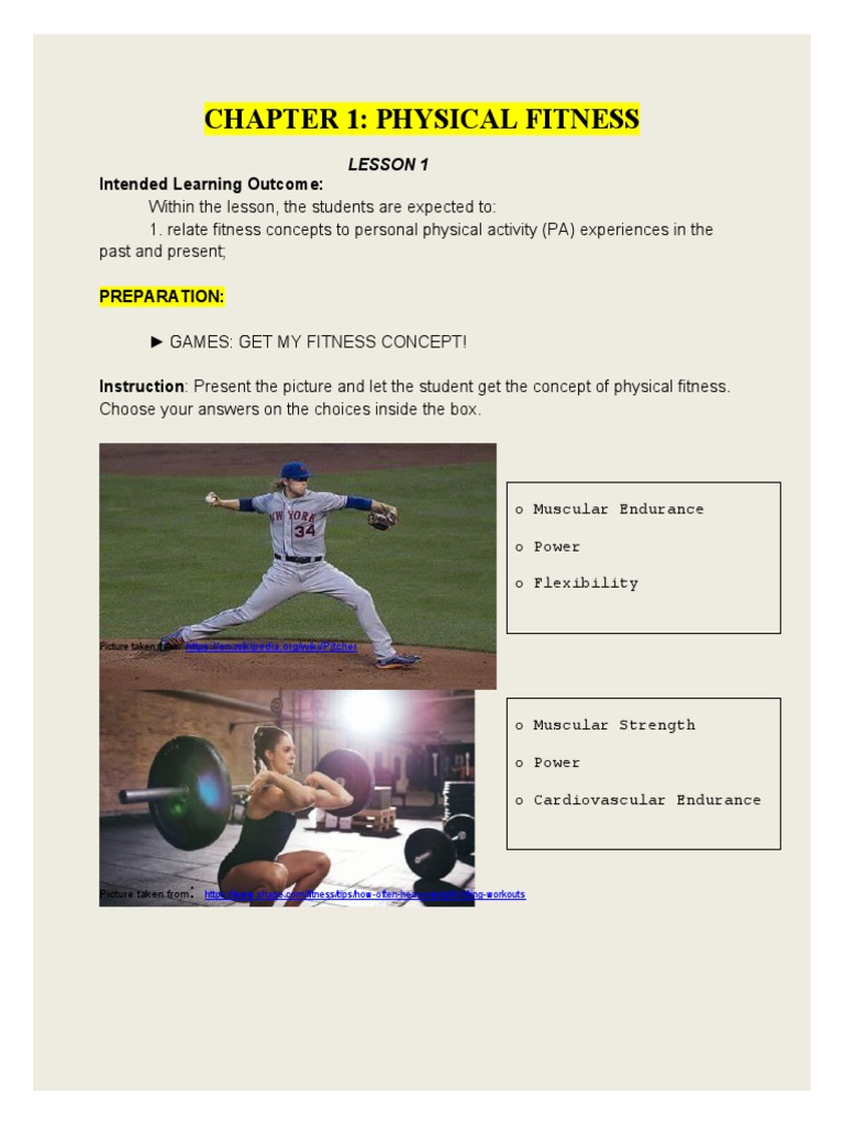Chapter 1: Physical Fitness: Intended Learning Outcome | PDF | Physical ...