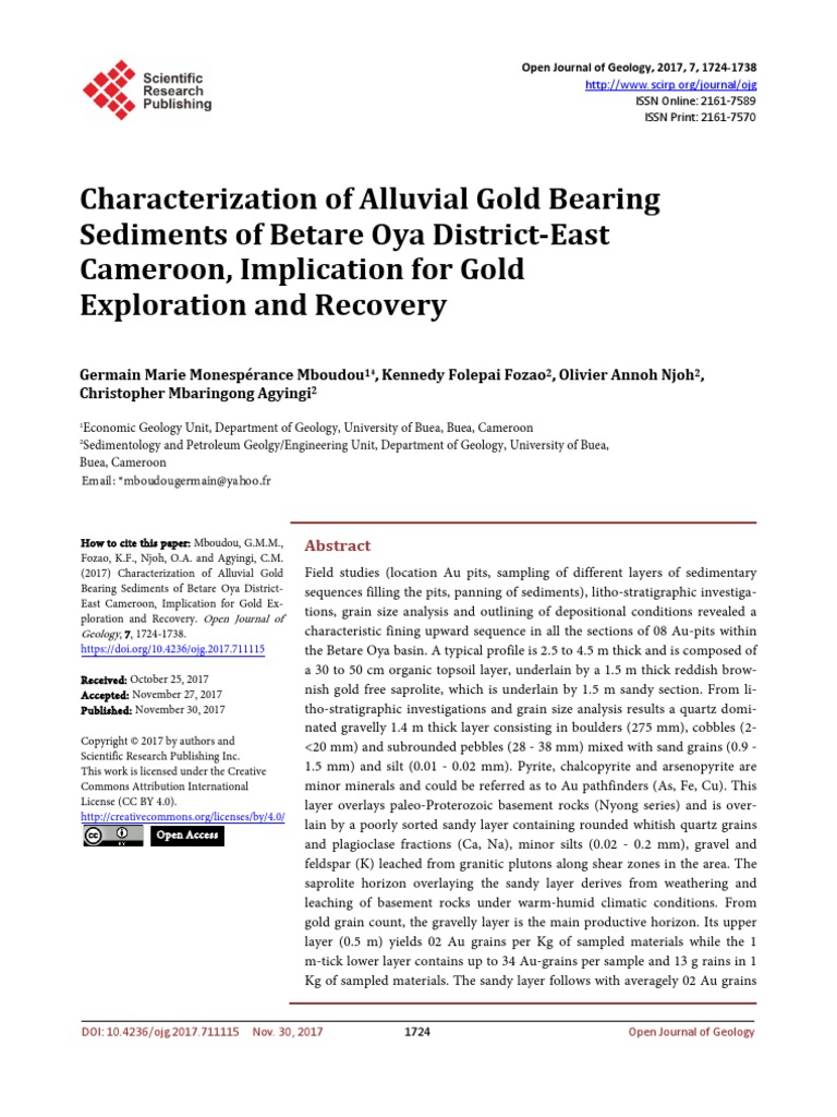 Characterization of Alluvial Gold Bearing | PDF | Sedimentary Rock | Gold